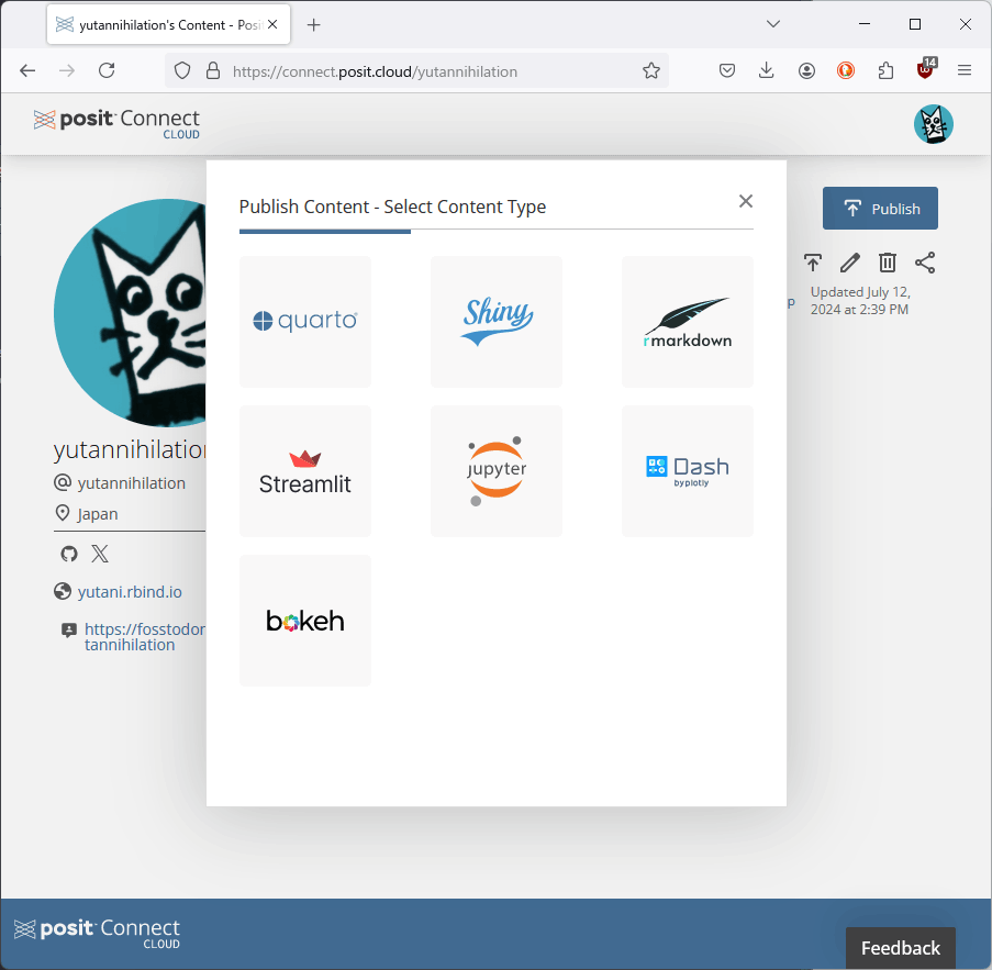 Posit Connect Cloud を使ってみた。